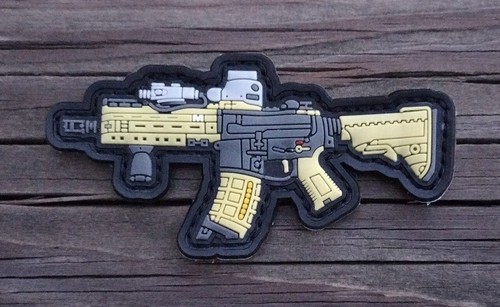 AR Rifle PVC Rubber Morale Patch Hook and Loop Army Custom Gun Tactical ...