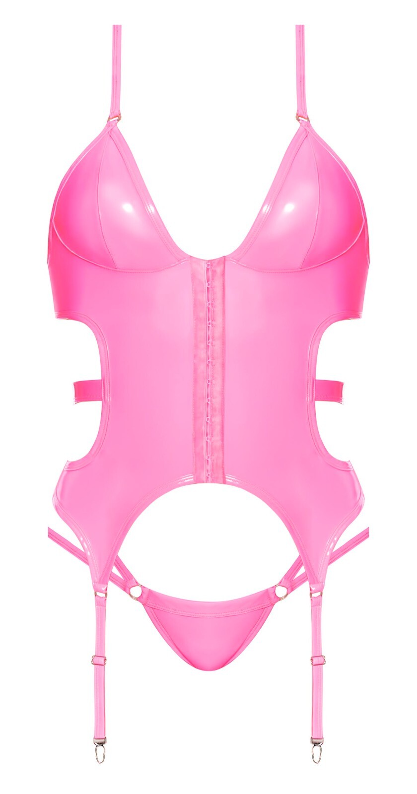 CLUB CANDY WET LOOK BASQUE CORSET STYLE WITH GARTERS & CHEEKY PANTY | eBay