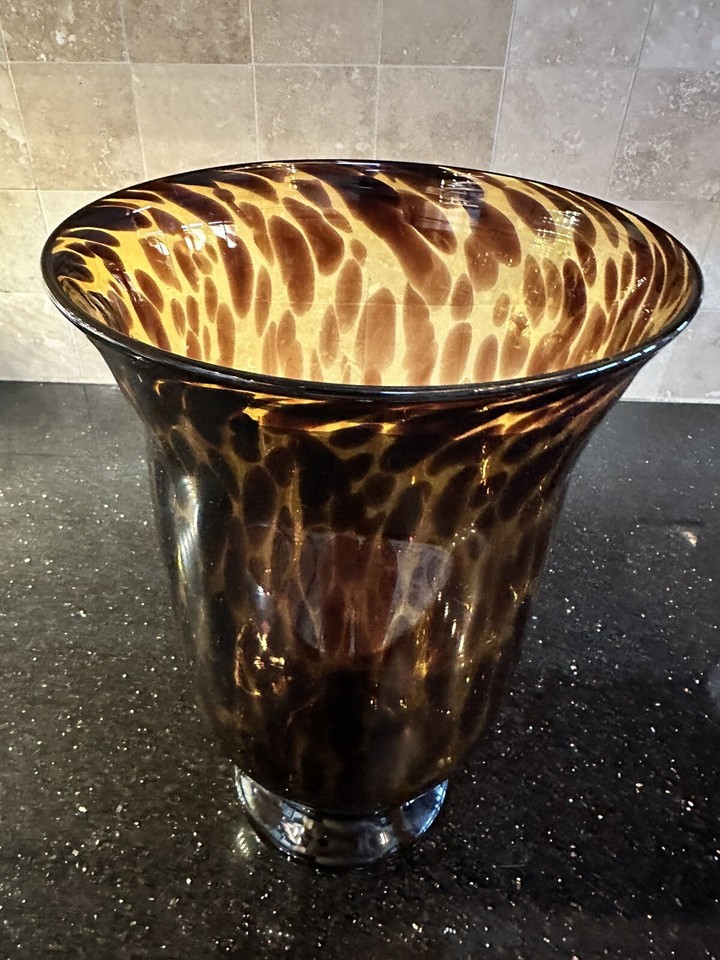 Vintage Faux Tortoise Shell Blown Art Glass Vase | eBay
