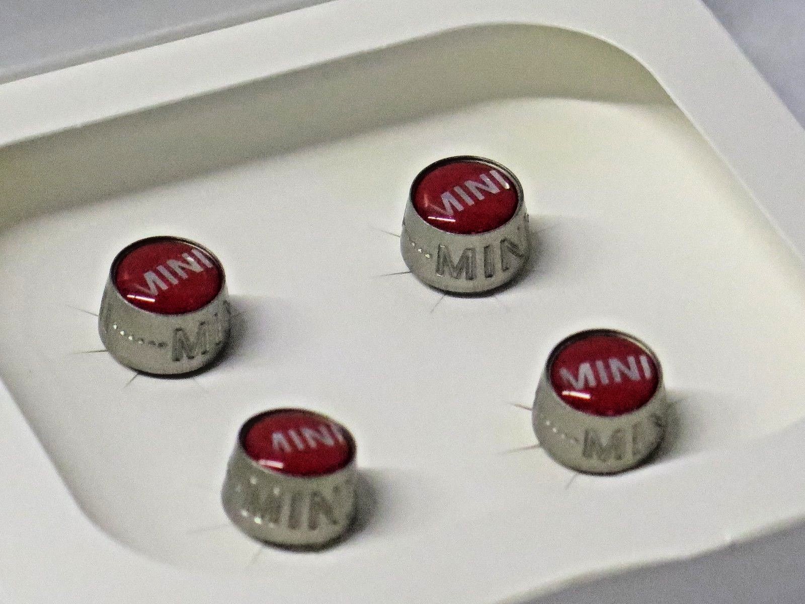 OEM Mini Cooper Valve Stem Caps Red MINI Text Wordmark Aluminum ...