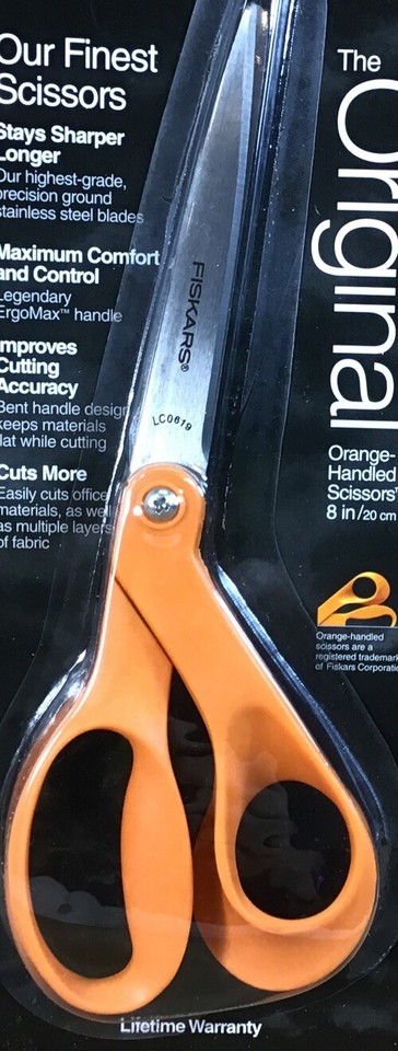 Single Fiskars 8 in 20 CM Bent Orange Original Scissors NEW Lifetime ...