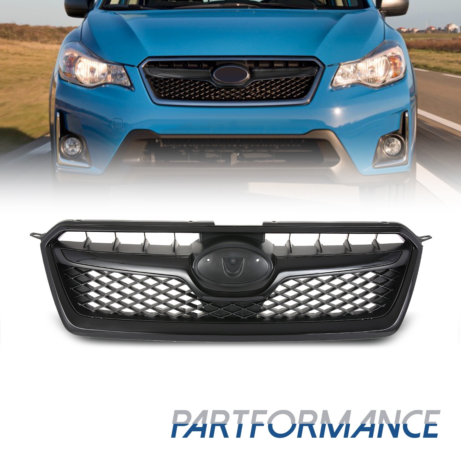 Front Bumper Grille For 2013-2015 Subaru XV Crosstrek Glossy Mesh Grill ...