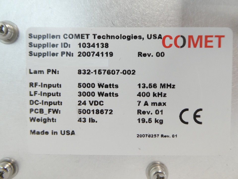 Comet Technologies 20074119 LF RF Match Lam Research 832-157607-002 ...