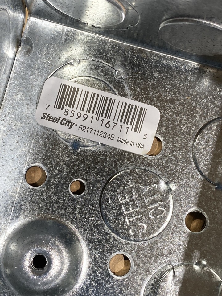 Steel City Metallic Metal Square Electrical Outlet Box 521711234E (Lot ...