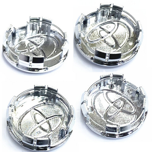 SET OF 4 TOYOTA WHEEL RIM CENTER HUB CAPS SILVER CHROME LOGO 57MM ...