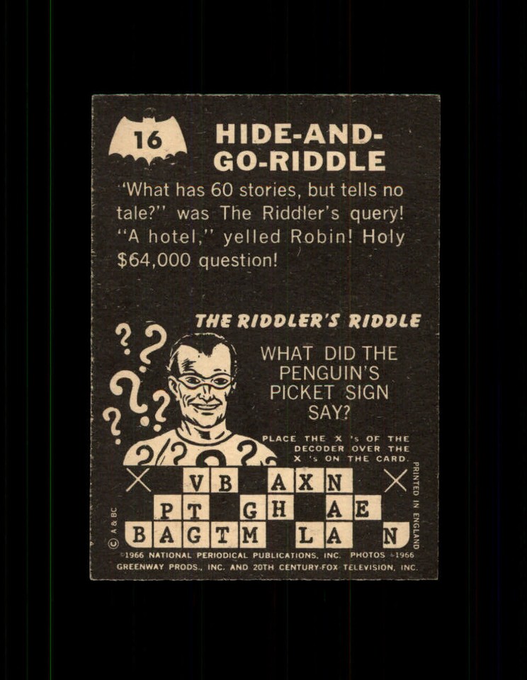 1966 BATMAN A&BC #16 RIDDLER-HIDE-AND-GO-RIDDLE *3482 | eBay