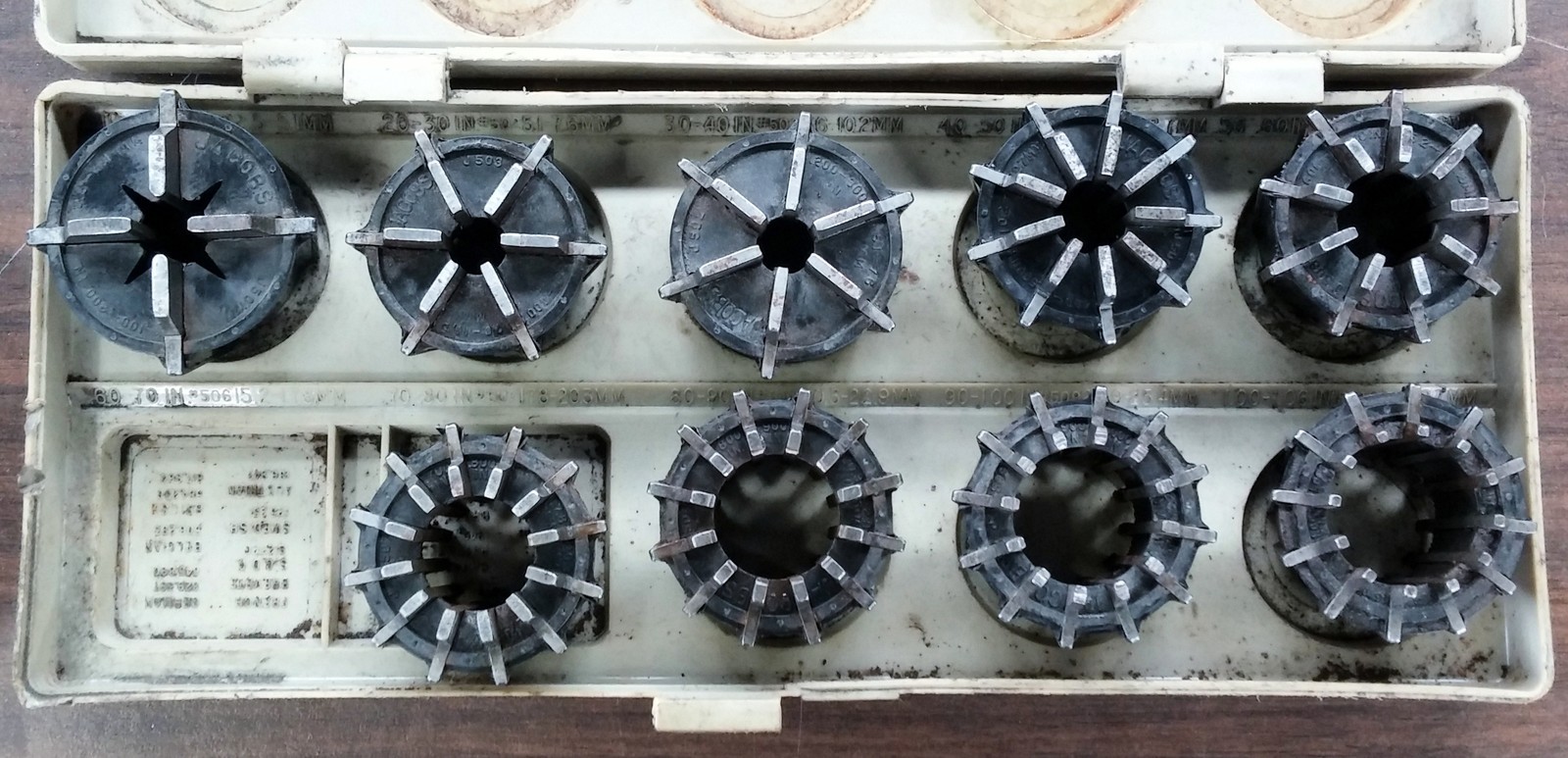 JACOBS MODEL 50 COLLET CHUCK 500 SERIES COLLET SET FITS 2 1/4"-8 ...