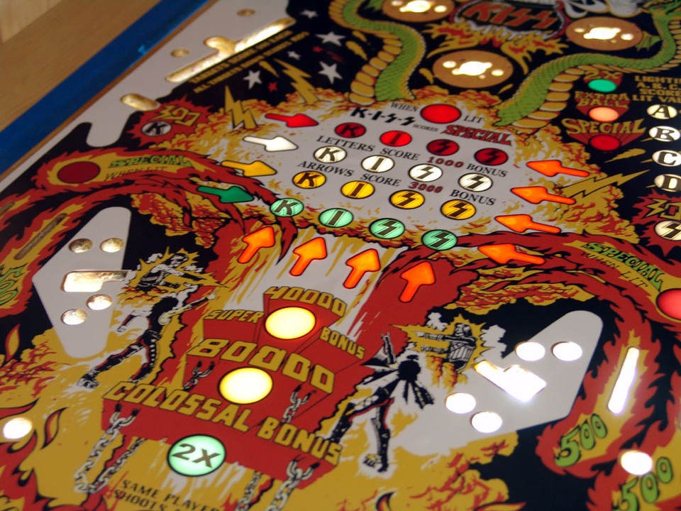 KISS Pinball Machine Playfield Overlay UV PRINTED - Clear Inserts - DIE ...
