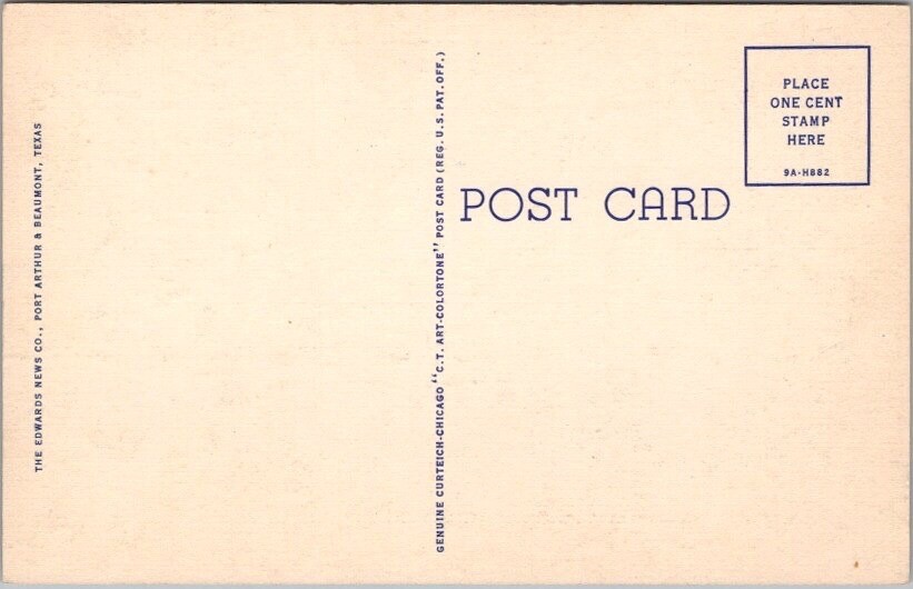 Vintage PORT ARTHUR, Texas Postcard Sabine Lake / Road MAP - Curteich ...