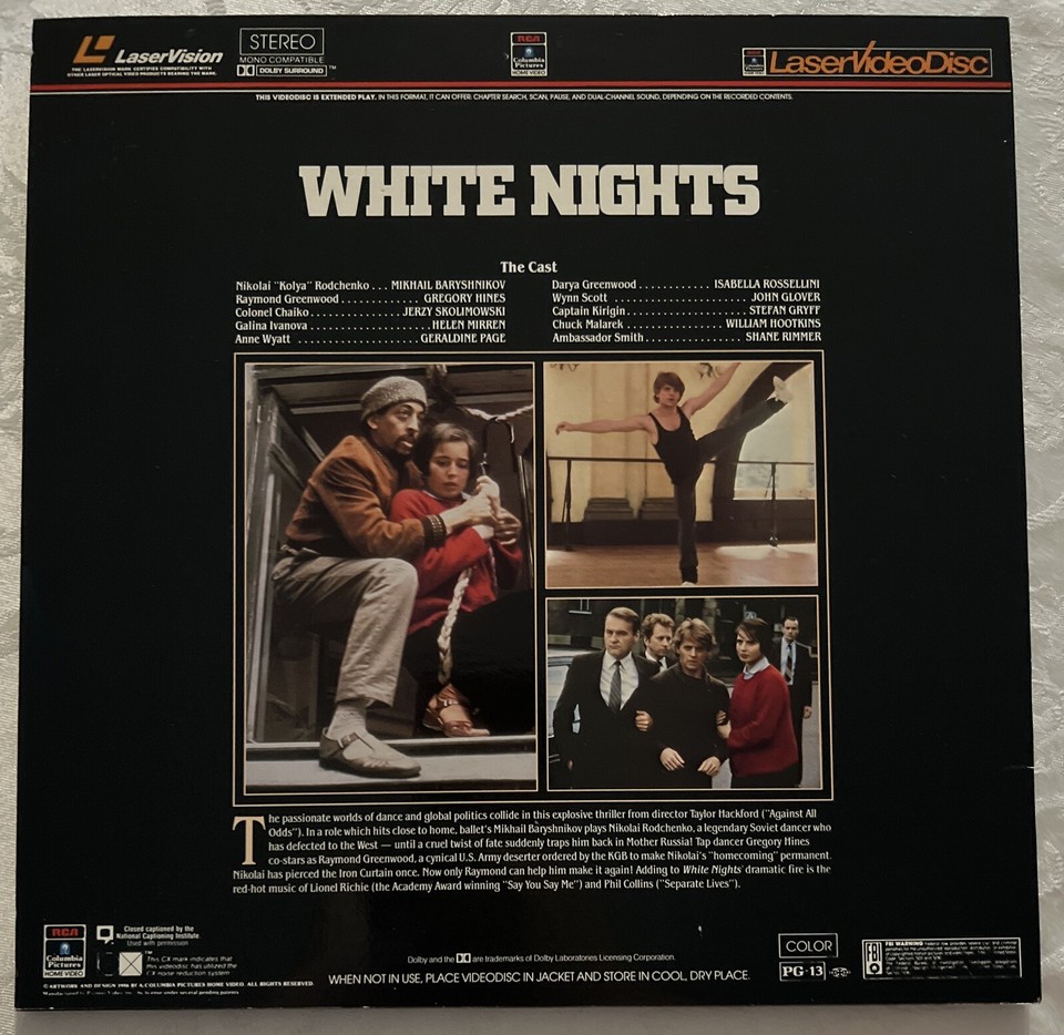 White Nights Laserdisc LD Gregory Hines - Mikhail Baryshnikov | eBay