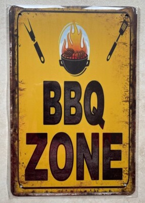 BBQ ZONE METAL PLAQUE SIGN MAN CAVE PUB GARDEN BAR CAFE 20 x 30 | eBay