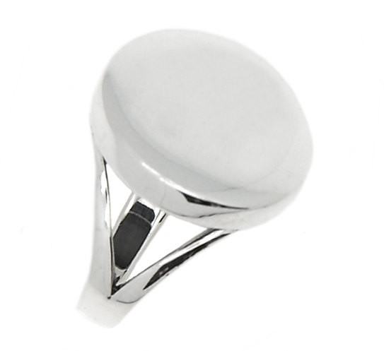 Personalized Sterling Silver Custom Engraved Raised Large Round Signet ...