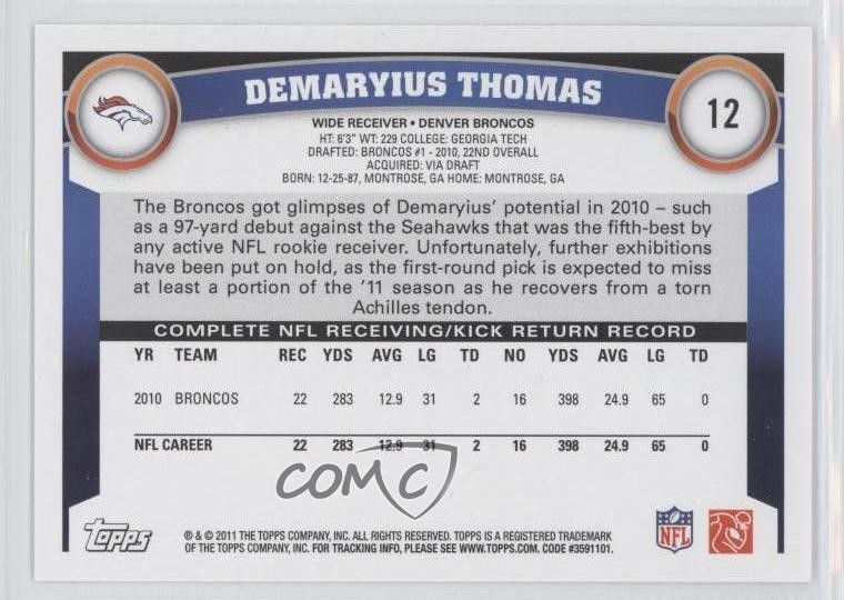 2011 Topps Demaryius Thomas #12 | eBay