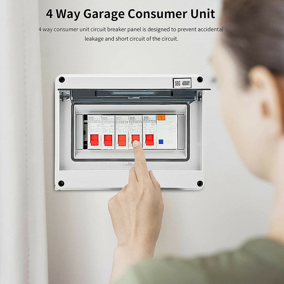 Wall Mount Fuse Box Consumer Unit Garage Shed Garage Grey M3/RCD Shed ...