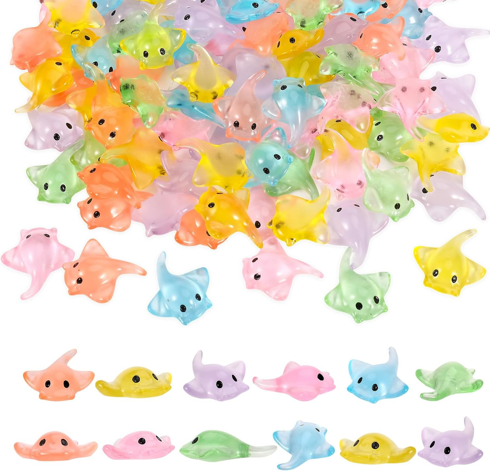 120 PCS Miniature Sting Ray Statues, Mini Ray Fish Cake Decoration ...