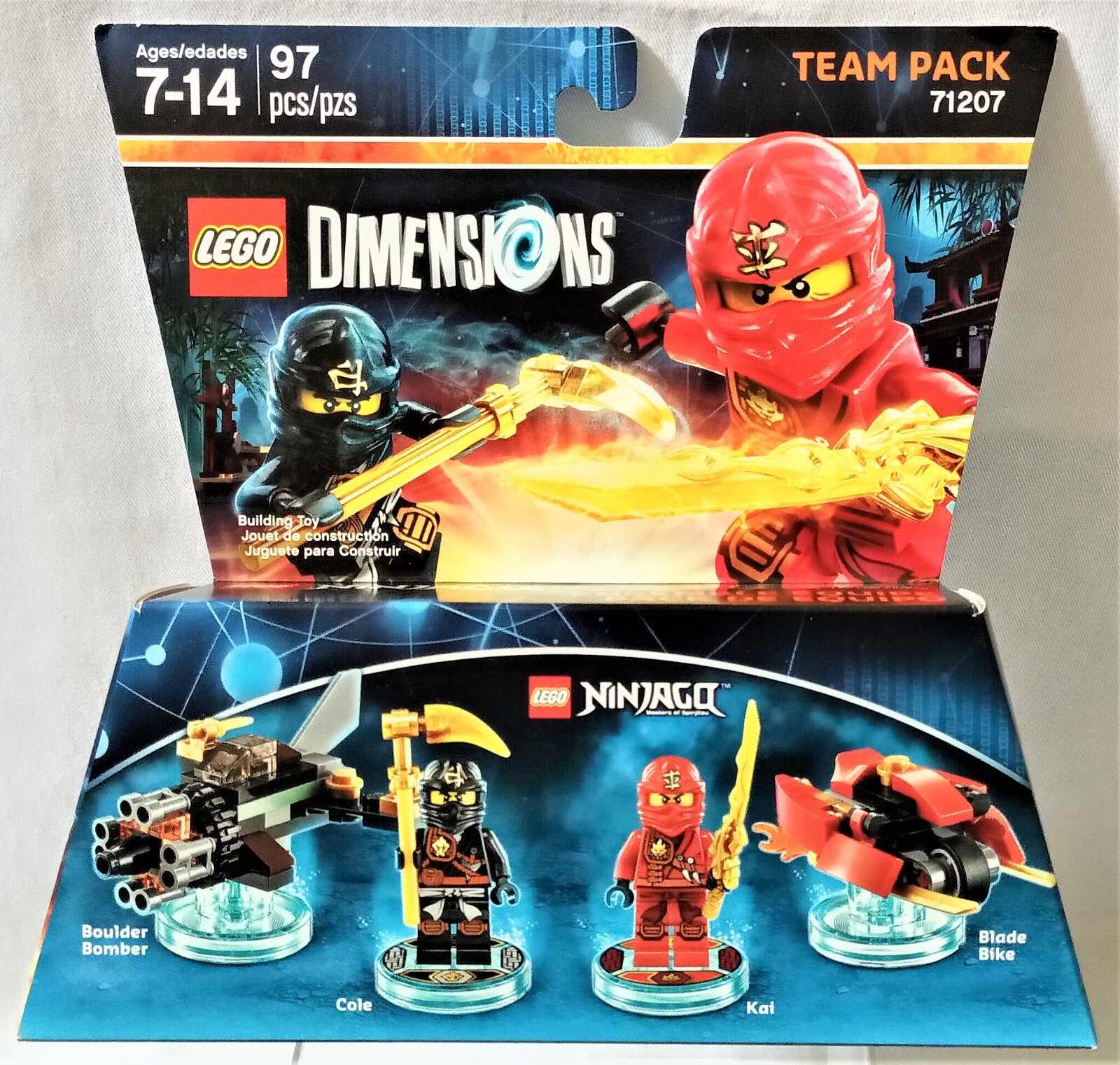 Lego 71207 Dimensions Team Pack NINJAGO: COLE, KAI, BLADE BIKE, BOMBER ...