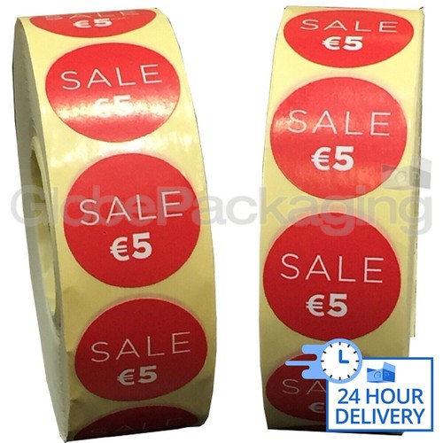 2000 x 'SALE €5' EURO Retail Self Adhesive Shop Price Labels Stickers ...