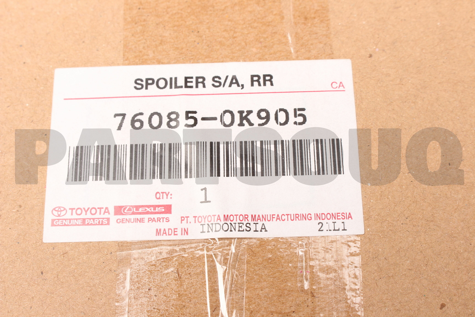 760850K905 Genuine Toyota SPOILER SUB-ASSY, RR 76085-0K905 | eBay