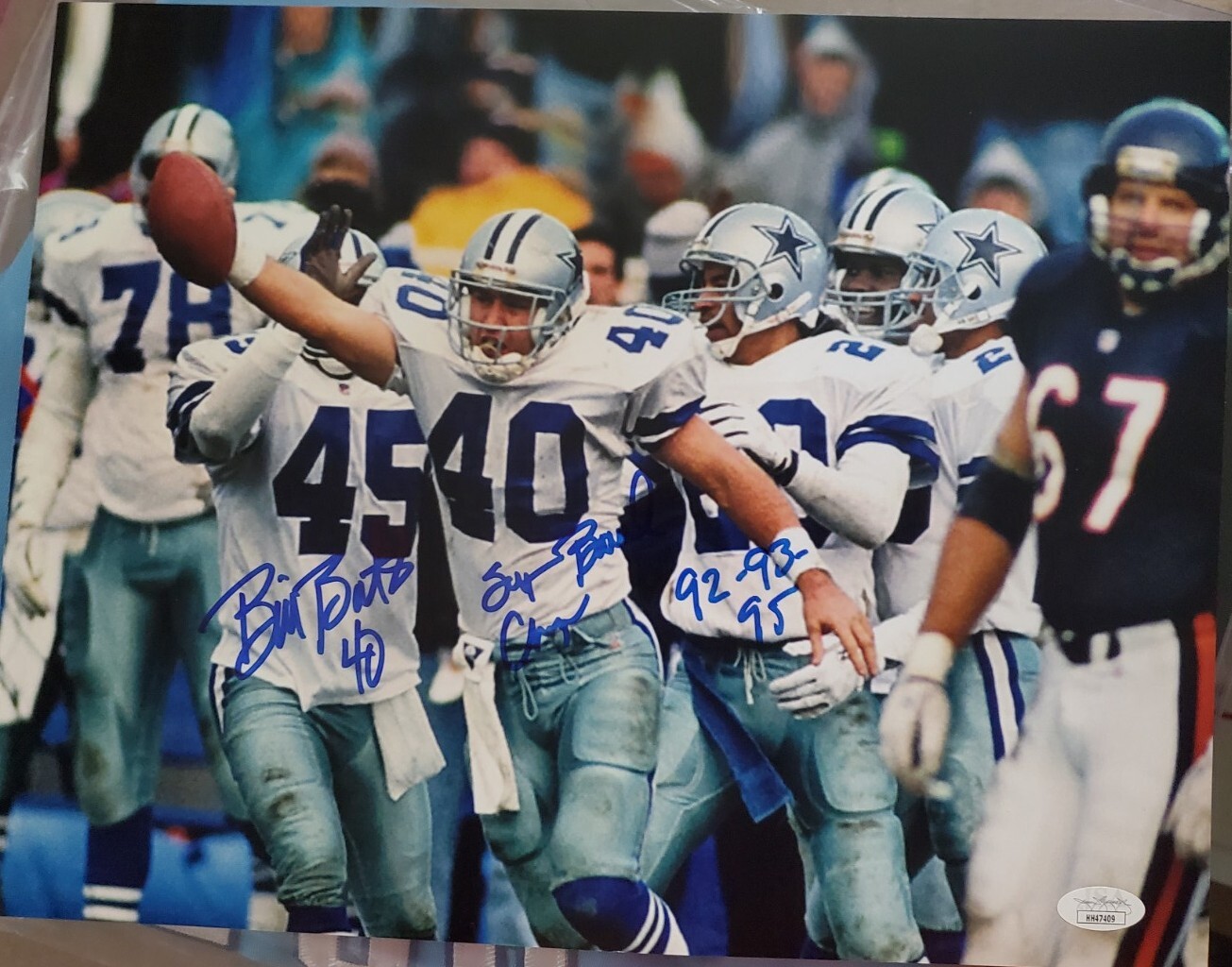 NICE Autographed Cowboys Bill Bates 11x14 Photo 1 Football JSA COA 3x ...