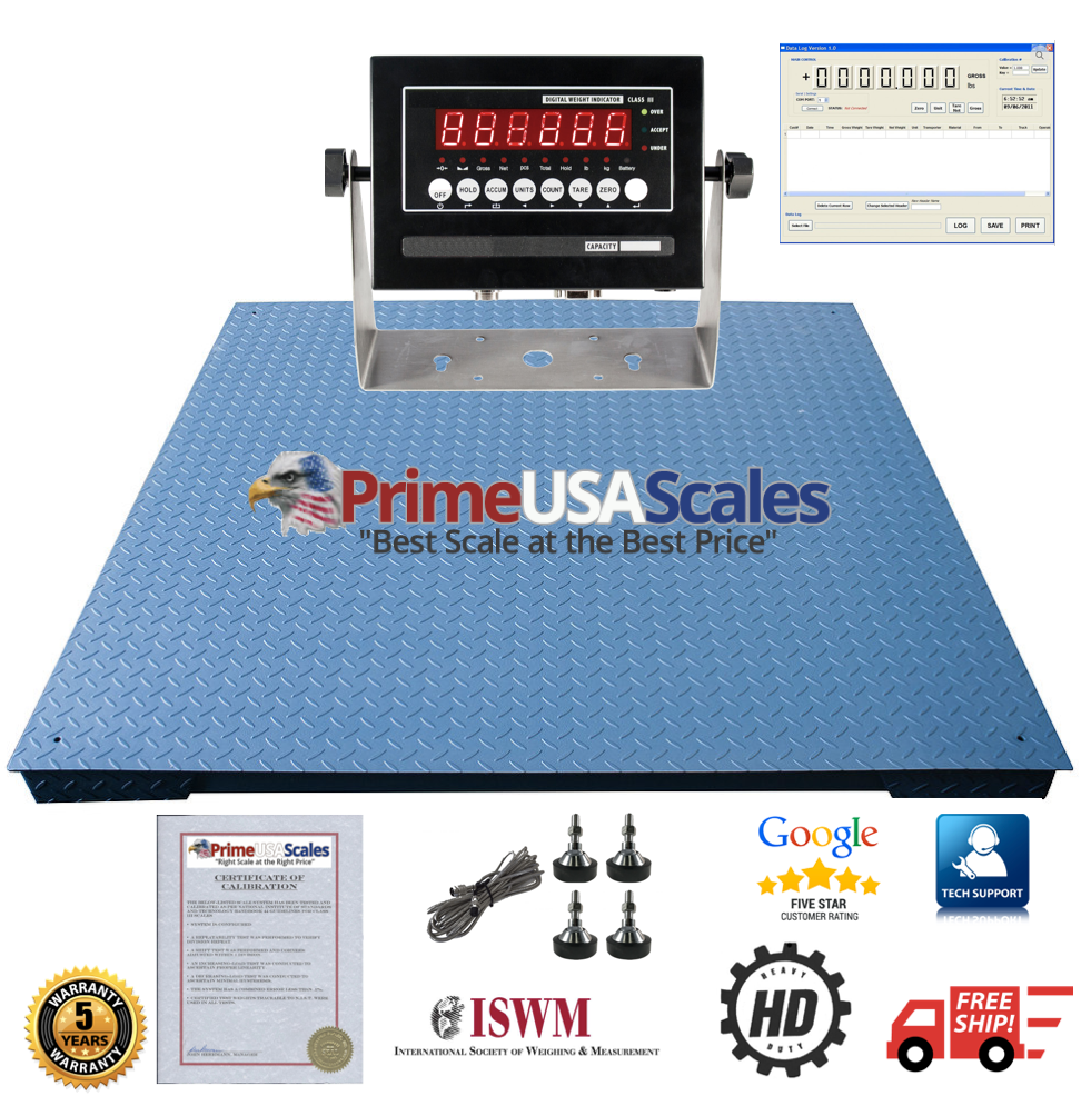 NEW NTEP Legal 24" x 24" Floor scale pallet 5000 x 1 lb with Data col ...