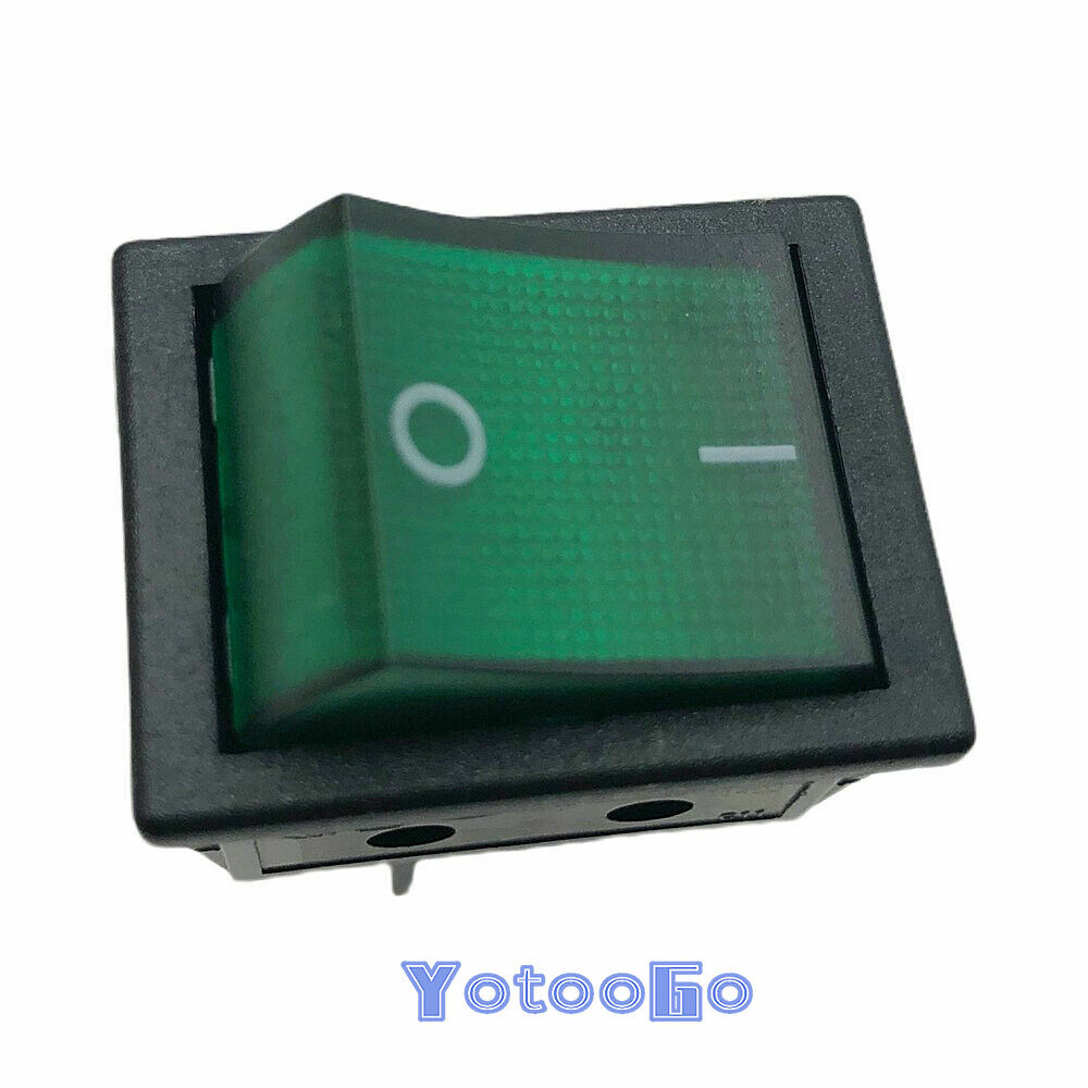 6 Pin Canal R Series Rocker Switch Green Double Pole 20A 16A 125V 250V ...