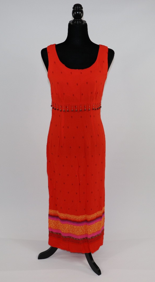 Vintage 1990s Orange Striped Beaded Jessica Howard Dress Size 8 (S/M ...