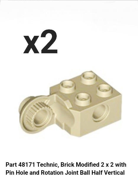 NEW LEGO 48171 x2 TAN Technic, Brick 2 x 2 with Pin Hole and Rotation ...