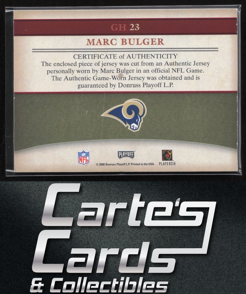 Marc Bulger 2006 Playoff Prestige #GH23 Gridiron Heritage Jerseys Rams ...