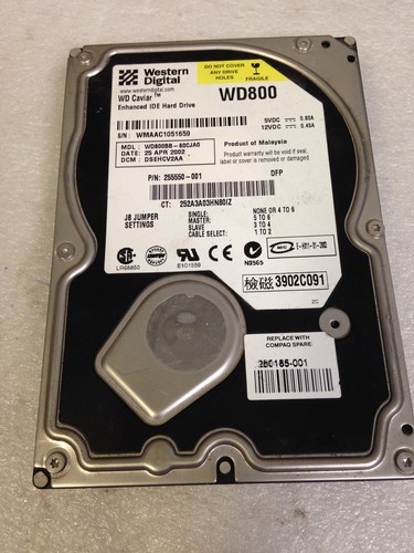 Western Digital WD800BB-60CJA0 P/N 255550-001 IDE 80GB 3.5'' Hard Drive ...