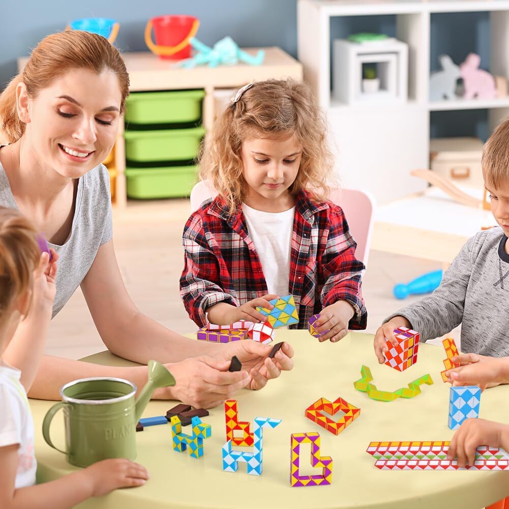 Ainiv Magic Snake Cube 14 Pack 24 Blocks Mini Fidget Snake Cube Fidget ...