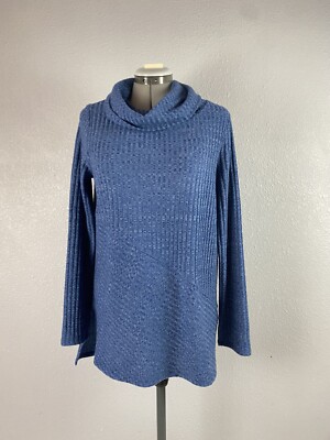 Soft Surroundings Women’s Long Sleeve High Neck Blue Top Size L | eBay