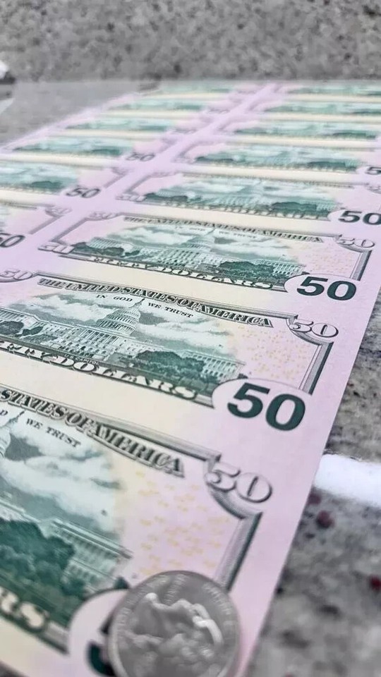 2009 $50 dollars 16 Note bills Sheet FORT WORTH Texas Uncut Currency ...