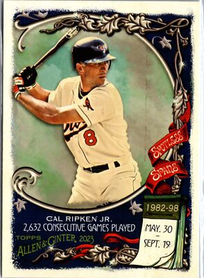 2023 Topps Allen & Ginter Cal Ripken Jr. Spotless Spans #SS-4 Baltimore ...