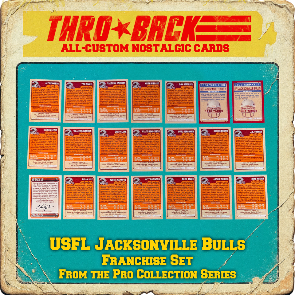 THROBACK custom Football 21-Card Set USFL Jacksonville Bulls Griffin ...