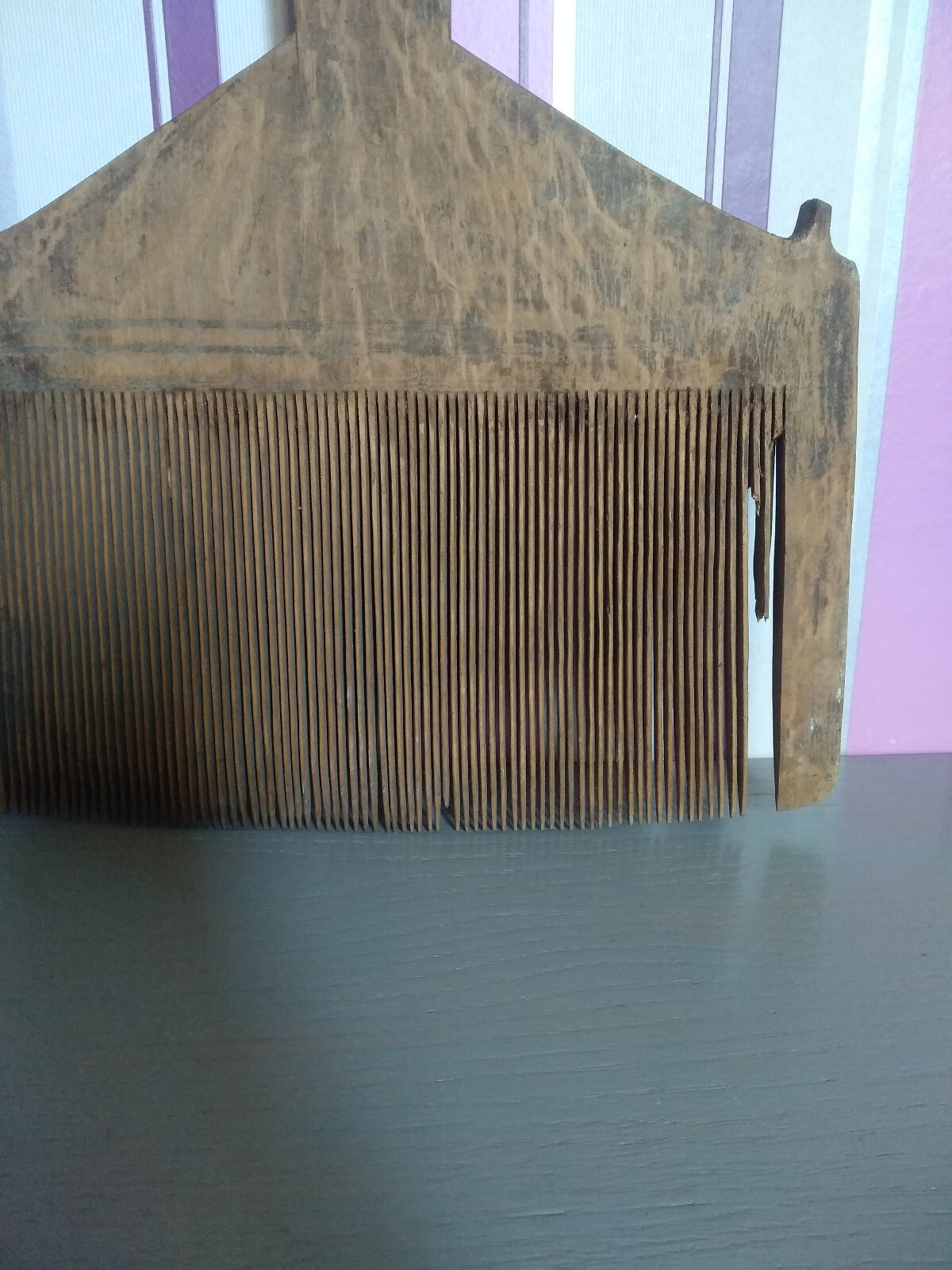 Antique large wooden comb for processing flax and he… - Gem