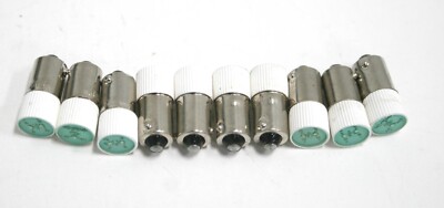 LED Bulb, BA9S Single Contact Bayonet Base, 120V ACDC, Green; Lot of 10 ...