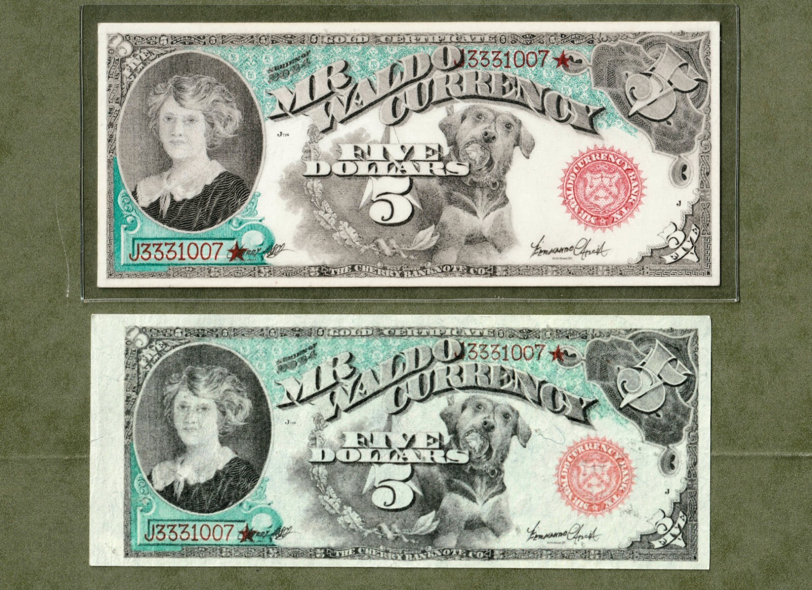 Mr. Waldo Currency, Custum Hand Drawn BankNote COPY w/ Real Blue Fiber ...