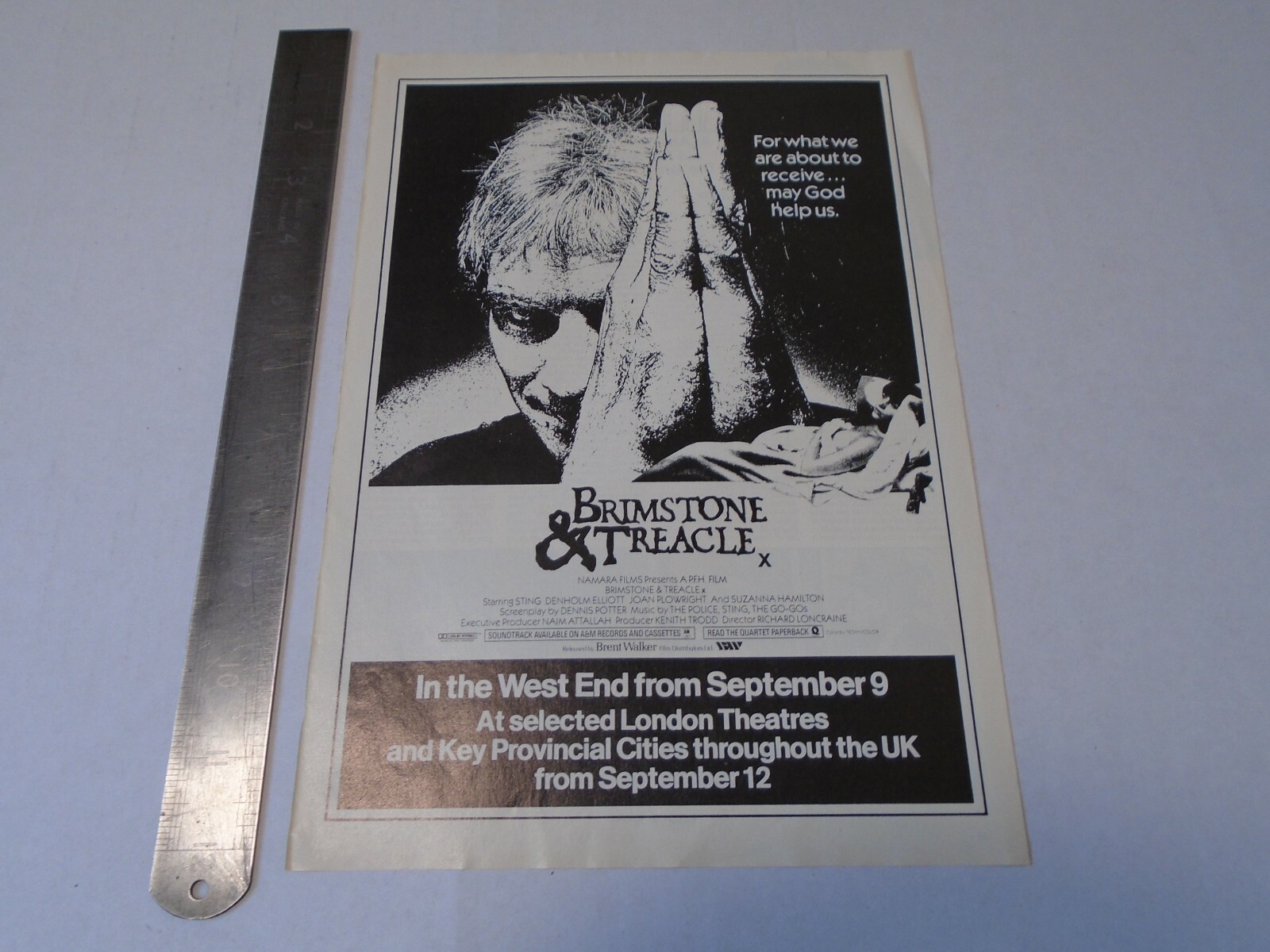 STING - BRIMSTONE & TREACLE MOVIE ADVERT/POSTER PAGE CLIPPING - 1982 | eBay
