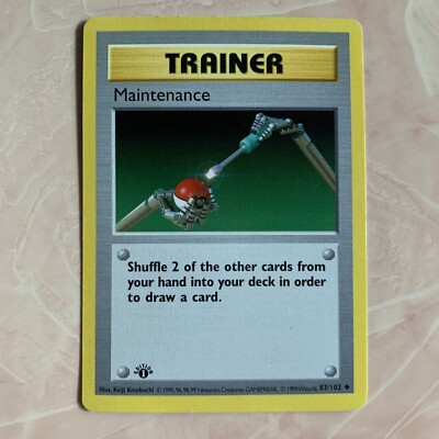 Vintage 1999 Pokemon Trainer Card Maintenance 1st Edition Shadowless 83 ...