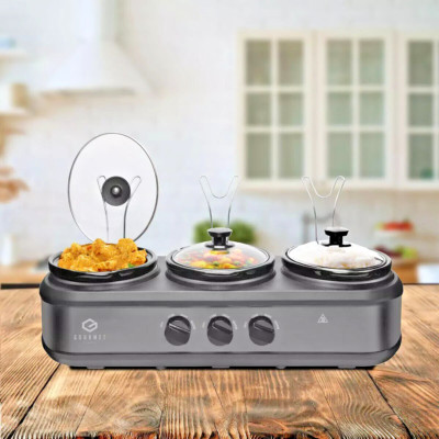 Triple Slow Cooker With 3 Cooking Pots Small Kitchen Electric Appliance ...