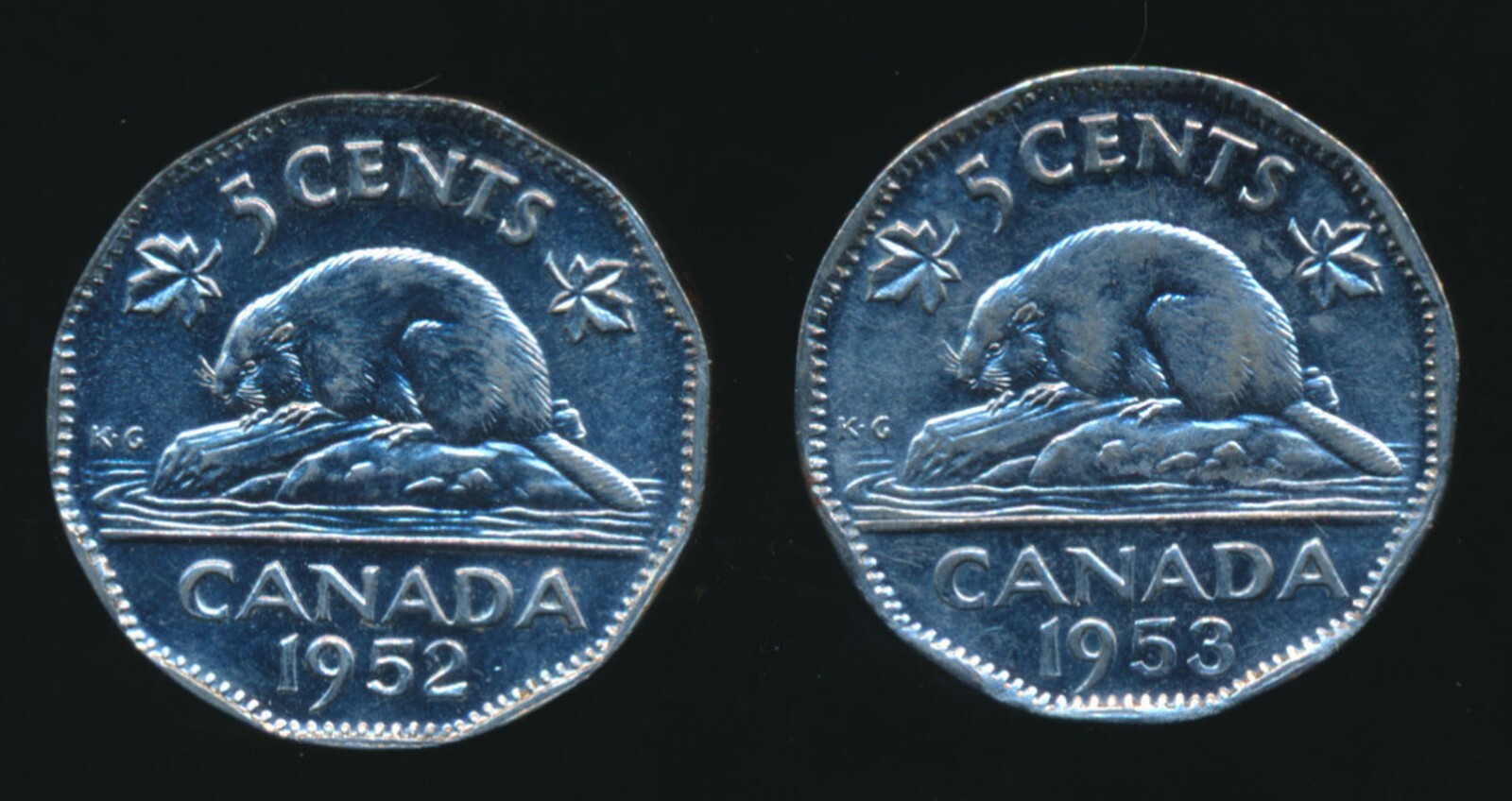 Canada 1952-1953 5 CENTS (2 coins) Chromium and Nickel Plated Steel | eBay