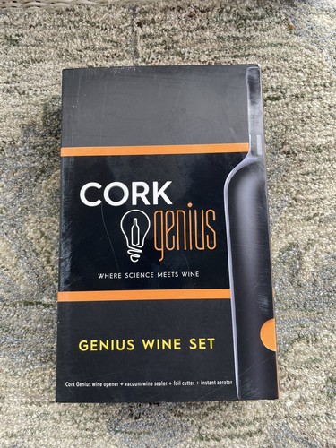 Cork Genius 4 Piece Wine Set In Box Opener Sealer Cutter and Aerator ...