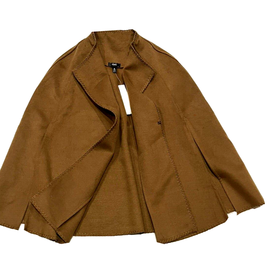 Aqua women's Lapel Collar Camsel tan Winter Cape - one size - retail ...
