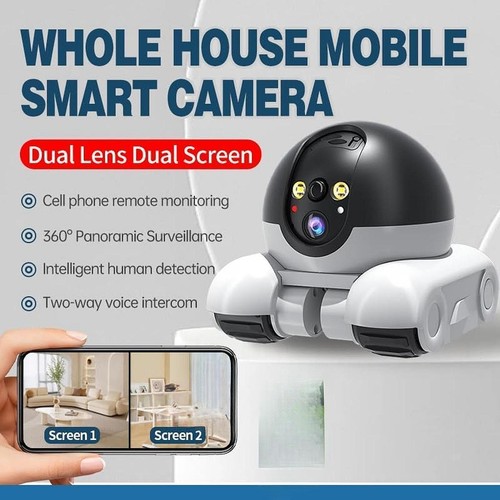 Robot Camera on Wheels Double Lens Security Camera for Office Bedroom ...