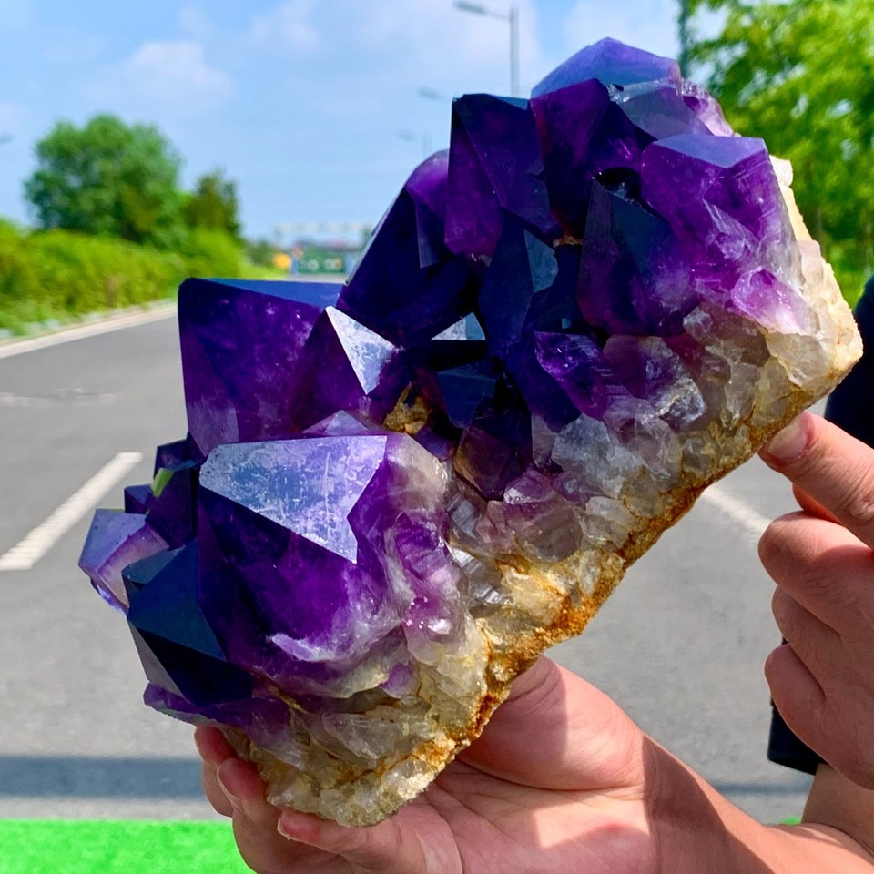 7.25LB Natural Amethyst geode quartz cluster crystal specimen Healing ...