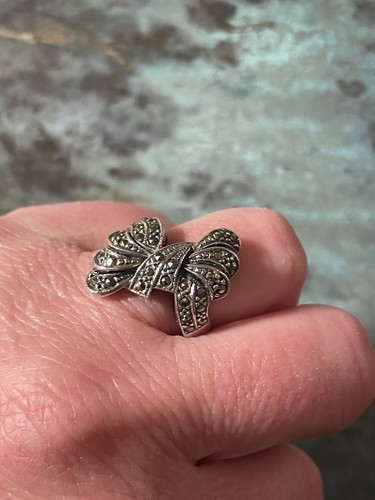 R 925 Sterling Silver Art Deco Marcasite Bow Ring Size 7 | eBay