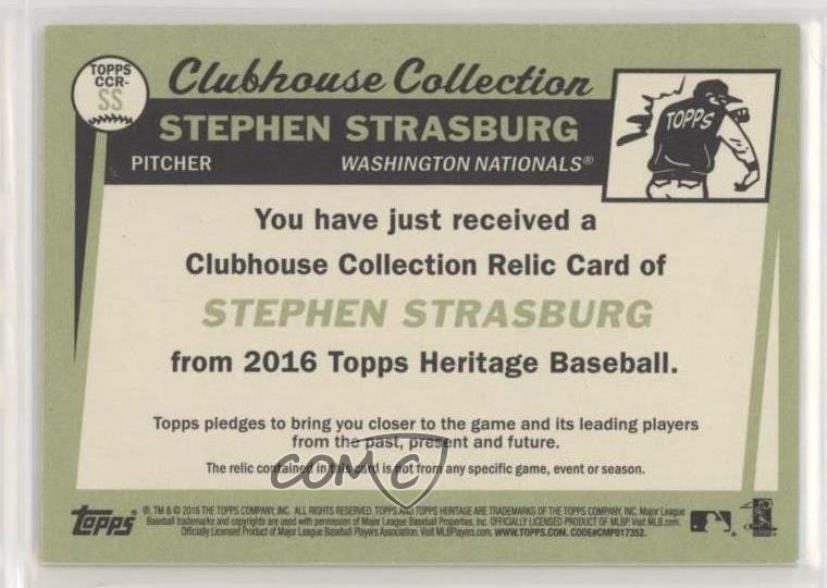 2016 Topps Heritage Clubhouse Collection Relics Gold /99 Stephen ...
