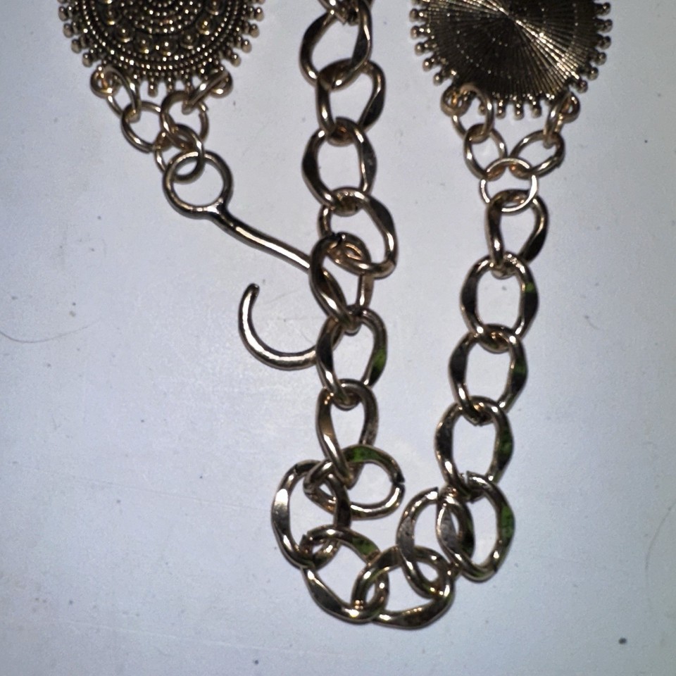 Vtg Gold Tone Medallion Chain Link Belt Adjustable Y2K Gypsie Glam ...