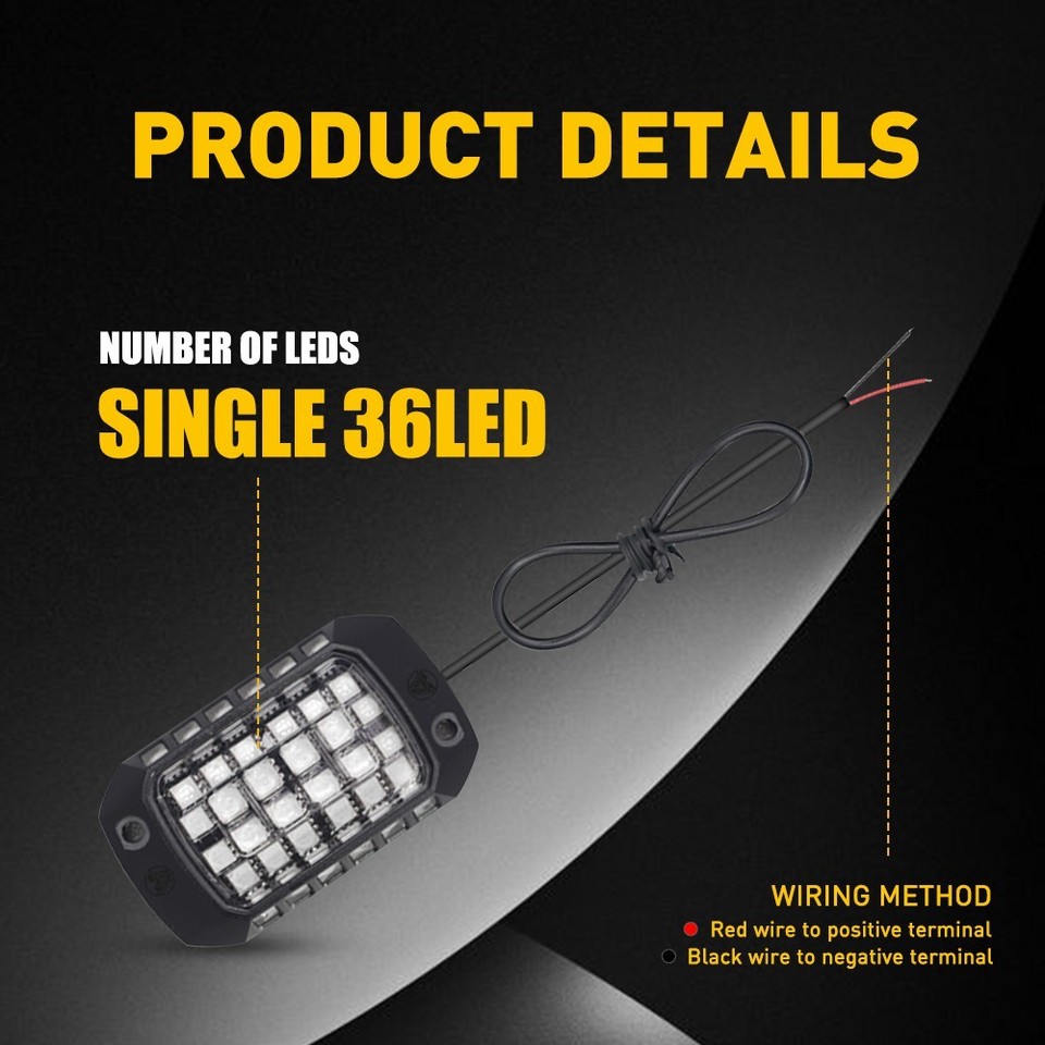 Red/White/Blue LED Rock Light Underbody Trail Rig Glow Lamp Offroad SUV ...