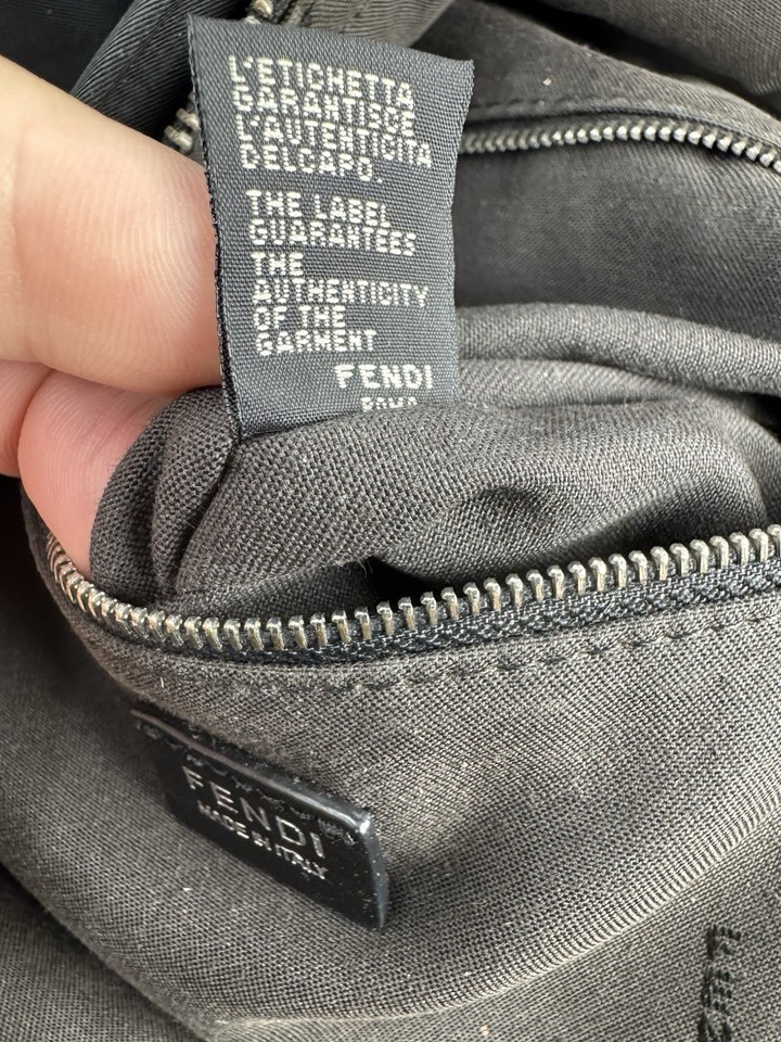 FENDI Monster Eyes Backpack Black Nylon Leather Trim Authentic Designer ...